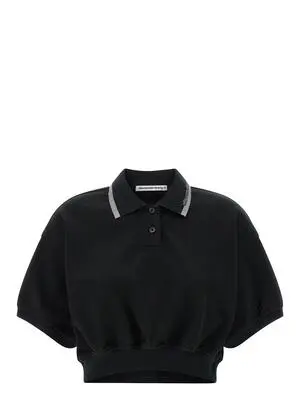 Alexander Wang Intarsia Collar Polo Shirt - Black
