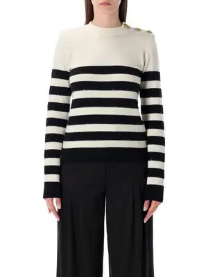 BALMAIN Striped Wool-Cashmere Jumper