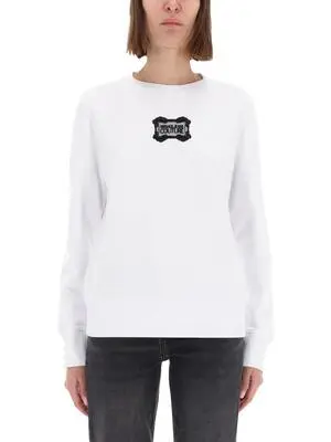 Versace Sweatshirt With 'baroque' Logo Patch - White