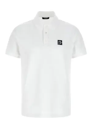 Balmain Embroidery Polo Shirt - White/black