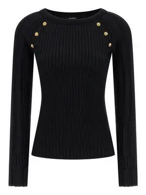 Balmain Three-button Embellished Sweater - Black