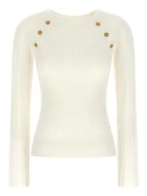 Balmain Three-button Detail Sweater - White
