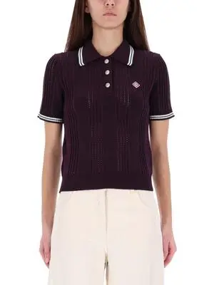 Casablanca Cotton Knit Polo Shirt - Purple