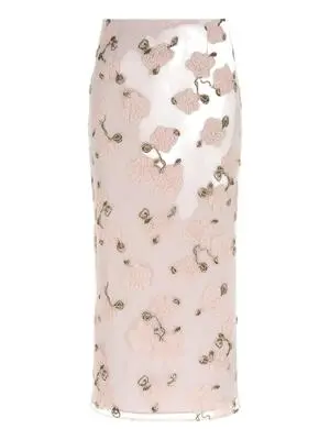 Remain Birger Christensen Sequin Pencil Midi Skirt - Pink