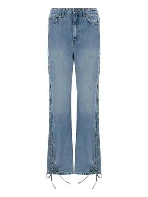 Remain Birger Christensen Twisted Lacing Cotton Denim Jeans - Light Blue