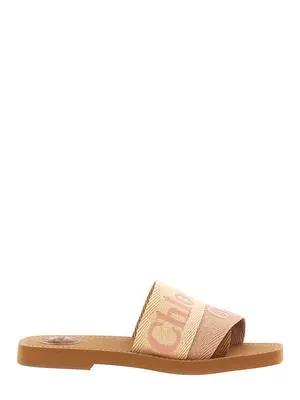 CHLOÉ Woody Linen Canvas Sandals