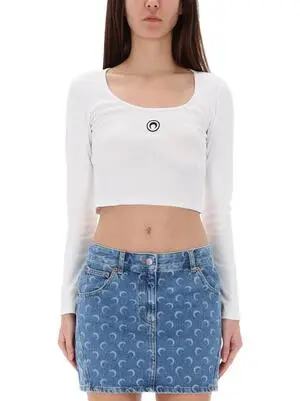 MARINE SERRE Short 'moon' Top - White