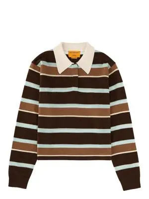 Guest In Residence Cropped Stripe Rugby Polo Shirt - Multicolour