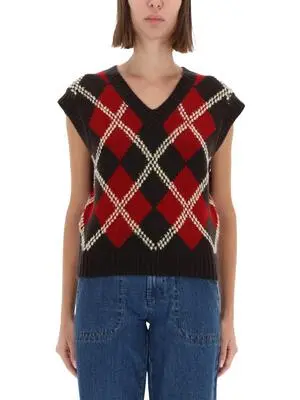Guest In Residence Argyle Vest - Multicolour