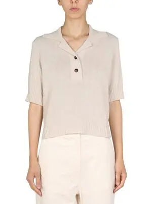 MARGARET HOWELL Cotton And Wool Polo Shirt - Powder