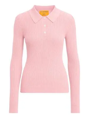 Guest In Residence Long Sleeve Polo Shirt - Pink