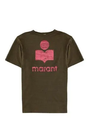 MARANT ETOILE Relaxed Fit Linen T-Shirt Brown