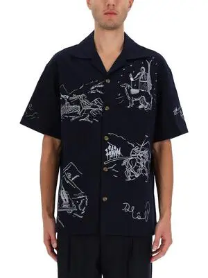 Drole De Monsieur Shirt With Embroidery - Blue