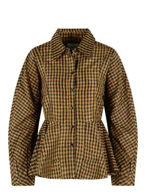 GANNI Two-tone Polyester Shirt - Brown