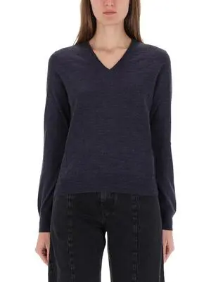 MAISON MARGIELA V-neck Wool Sweater - Blue