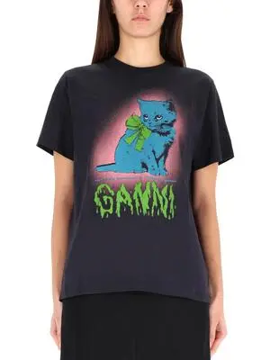 GANNI Kitty T-shirt - Charcoal