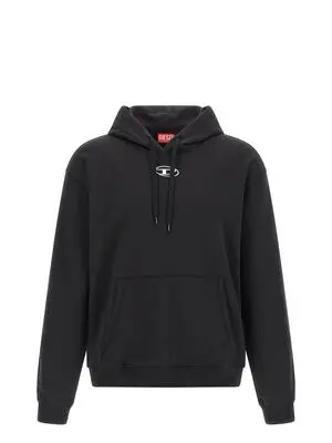 DIESEL Cotton Hoodie With Embossed Logo - Black