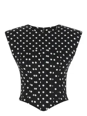 GANNI Polka Dot Sleeveless Top - Black