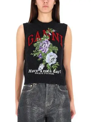 GANNI Vest - Charcoal