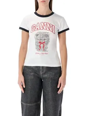 GANNI Cropped T-shirt - White