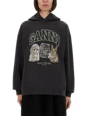 GANNI Oversized 'isoli' Hoodie - Grey
