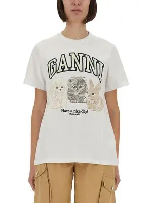 GANNI Relaxed Fit T-shirt - White