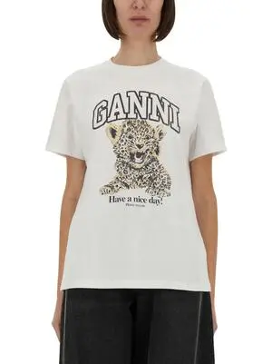 GANNI Leopard Print T-shirt - Animalier