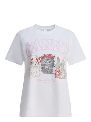 GANNI Cotton Jersey T-shirt - White