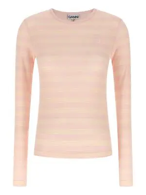 GANNI Striped Cotton Sweater - Pink