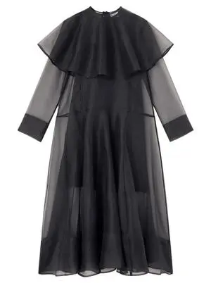 GANNI Long Dress With Hoop Collar - Black