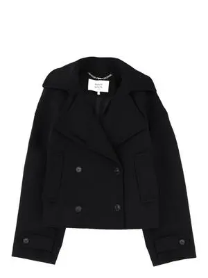 Maison Kitsuné Double-breasted Cropped Coat - Black