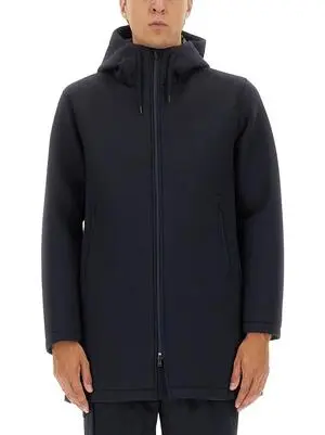 Herno Long Parka In Three-layer Scuba - Blue