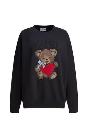 GANNI Bear Embellished Crewneck Sweatshirt - Black