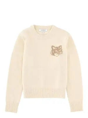 Maison Kitsuné Fox Head Wool Sweater - Powder