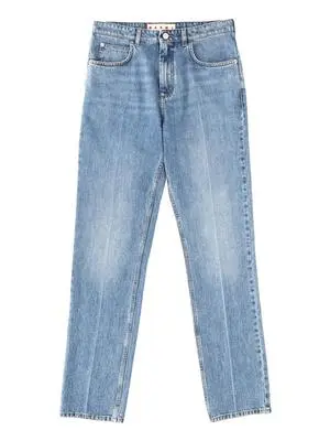 Marni Cotton Denim Straight Fit Pants - Blue
