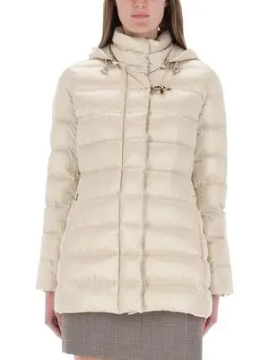 FAY Down Jacket With Hood - Beige