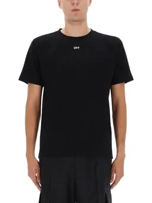 Off White T Shirt With Logo - Black