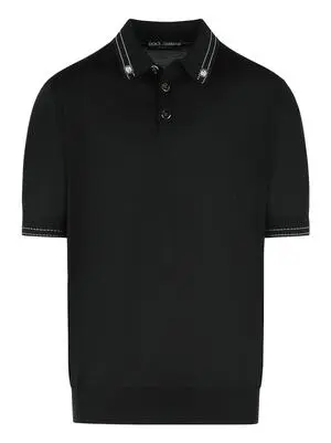 DOLCE & GABBANA Black Silk Polo Shirt
