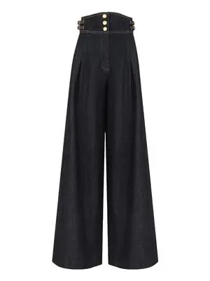 Zimmermann High Waisted Wide Leg Trousers - Blue