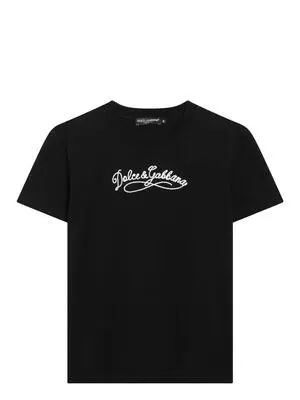 Dolce & Gabbana Jersey T-shirt With Embroidery - Black