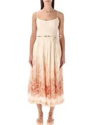 Zimmermann Wanderlust Printed Midi Dress - Coral Toile