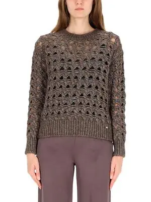 Herno Perforated Mesh Top - Brown