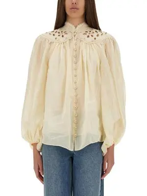 Zimmermann Embroidered Blouse - Ivory