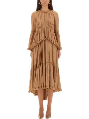 Zimmermann Hypnotic Peplum Ruffle Dress - Beige