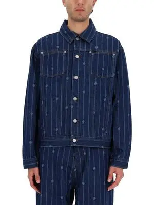 Drole De Monsieur Denim Monogramme Jacket - Blue