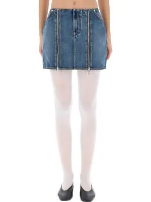 JEAN PAUL GAULTIER Mini Skirt With Double Zipper - Denim