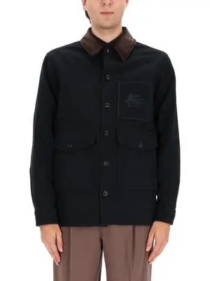 Etro Regular Fit Cotton Jacket - Green