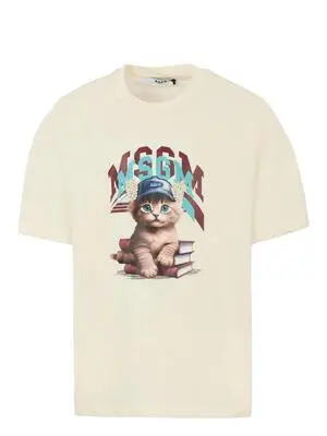 MSGM Kitty Logo T-shirt - Beige