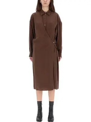 LEMAIRE Twisted Midi Dress - Brown