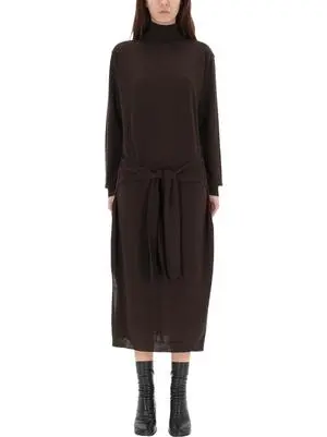 LEMAIRE Trompe L'oeil Midi Dress - Brown